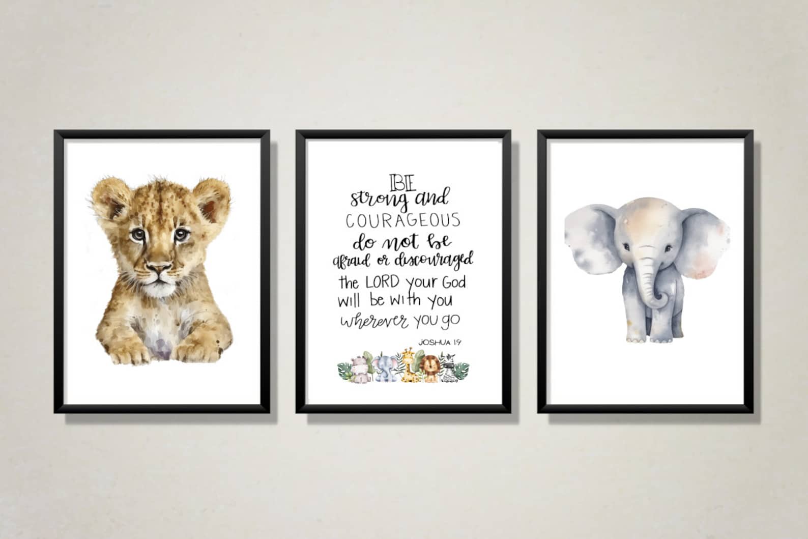 8x10 Safari Animals Nursery Prints Digital Download, Bible Verse Print ...