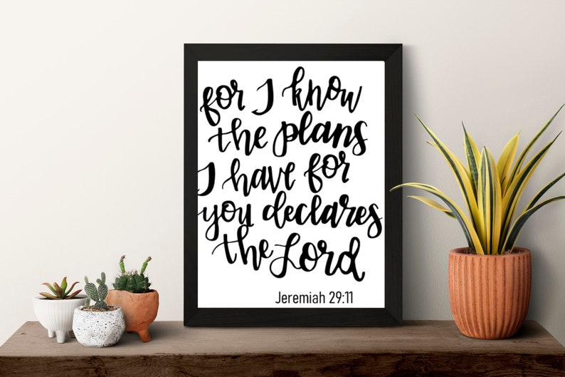 Jeremiah 29:11 Bible Verse Print, Digital Download, Calligraphy, Hand ...