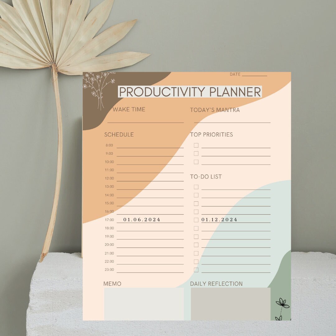 Productivity Planner Printable Daily Reflection Daily - Etsy