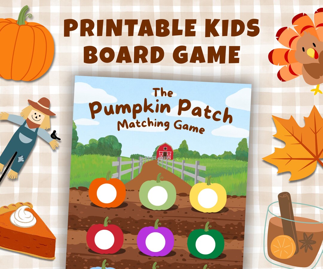 Pumpkin Patch Matching Game: Printable Fall Board Game / Classroom ...