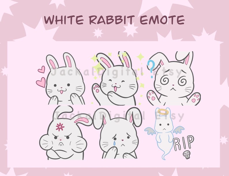 White Rabbit Twitch Emotes / Discord Icons / Bunny Emotes / - Etsy
