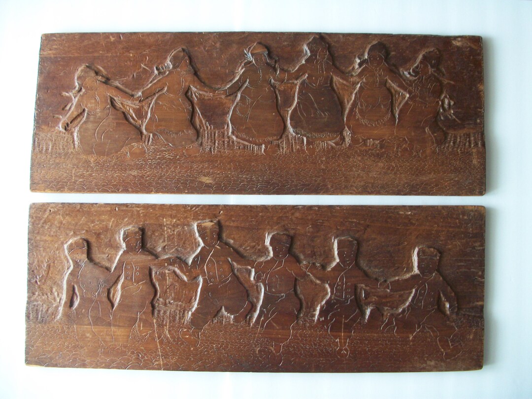 Vintage Dutch Children in Traditional Garb Carved Wooden - Etsy