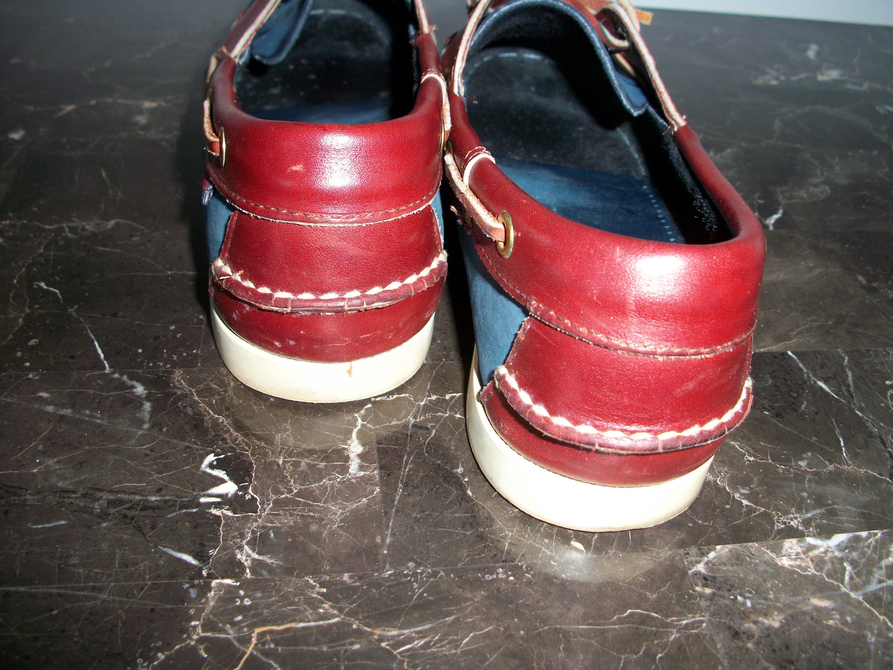 Blue & Brown Leather Top Siders / Vintage Spinnaker Sebago - Etsy