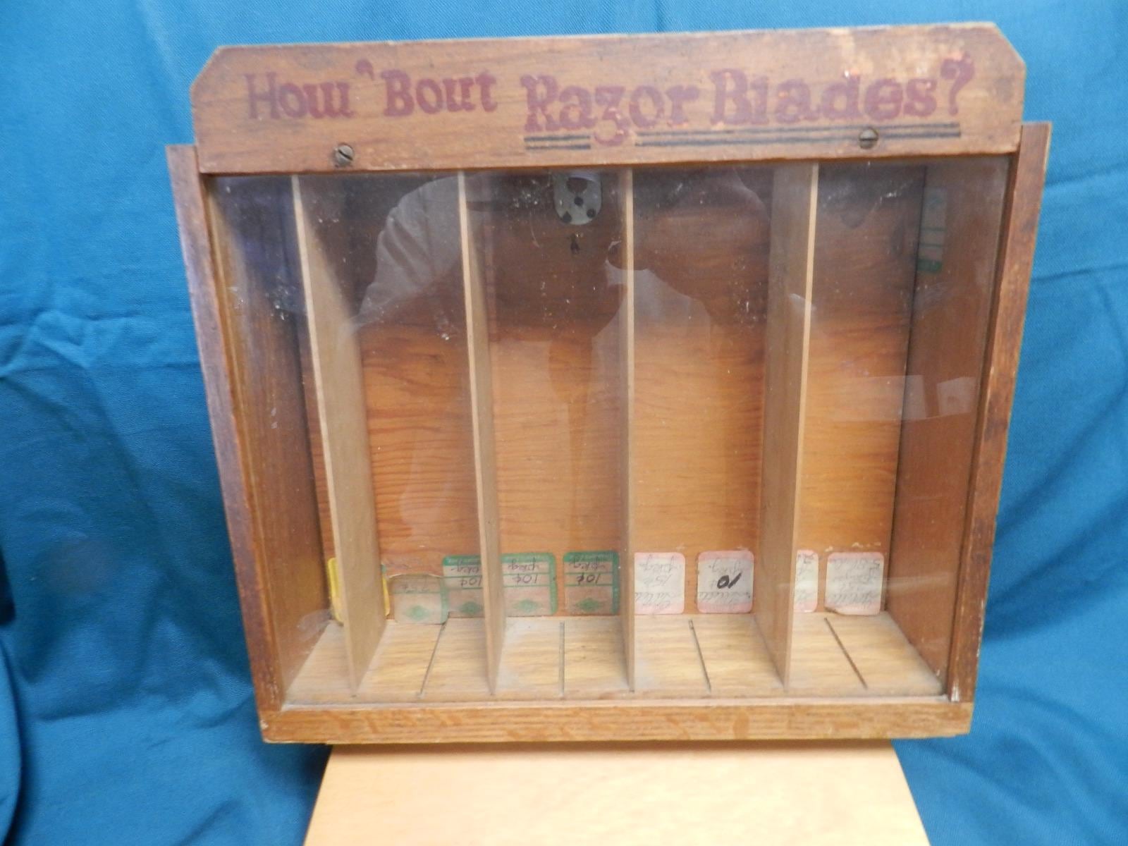 Vintage Razor Blade single Stand-up Wooden Display Case With Original ...