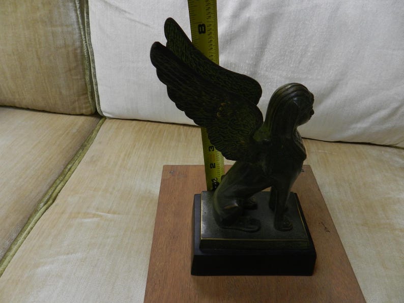 Vintage Ancient Egyptian WINGED SPHINX STATUE Verdigris Bronze With ...