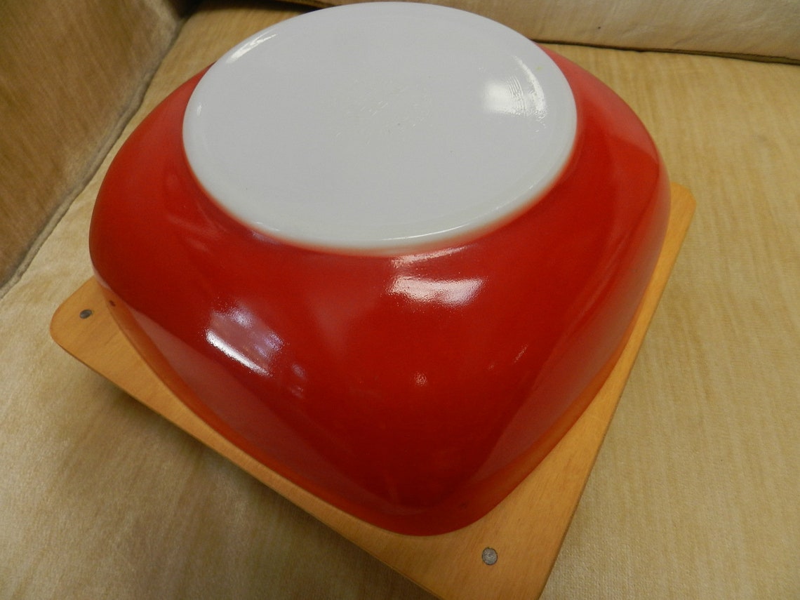 Vintage Pyrex Red Square Nesting Bowl Primary Colors Hostess Bowl 2 1/2 ...