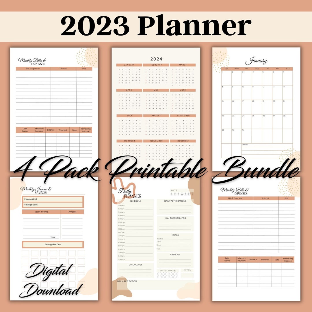 Printable 2023 Calendar and Monthly Planner. Includes Weekly, Daily ...