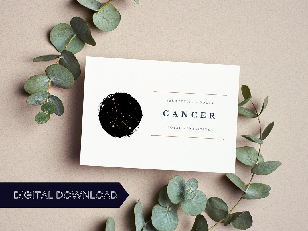 Cancer Birthday Card, Cancer Greeting Card, Cancer Zodiac Sign Postcard ...