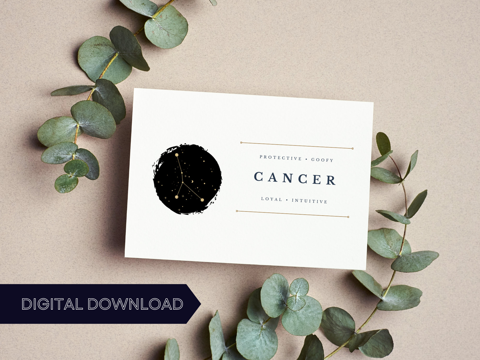Cancer Birthday Card, Cancer Greeting Card, Cancer Zodiac Sign Postcard ...