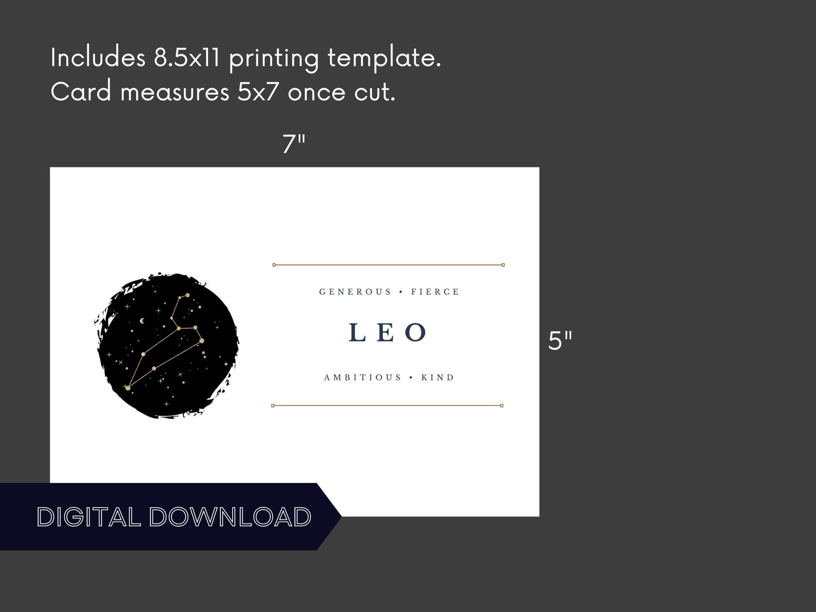 Leo Birthday Card, Leo Greeting Card, Leo Zodiac Sign Postcard, Leo ...