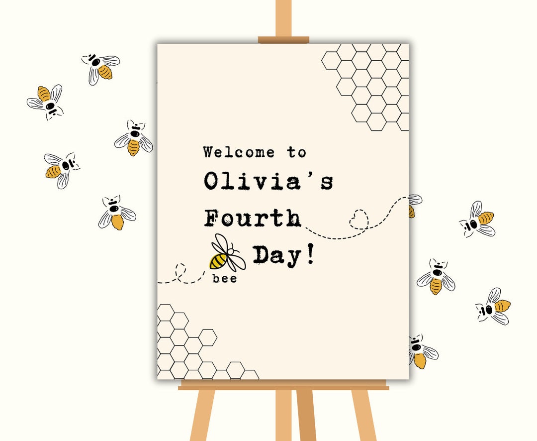 Bee Day Birthday Welcome Sign - Customizable Bee Theme Party Decor ...