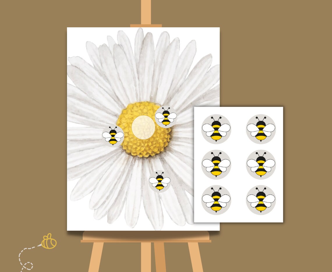 Bumble Bee Birthday Party Game - Pin the Bee on the Daisy, Birthday ...