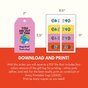 World Teacher DIY Gift Tags Printable - Teacher Thank You Gift Tags ...