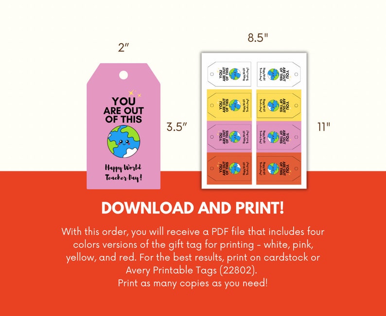 World Teacher DIY Gift Tags Printable - Teacher Thank You Gift Tags ...