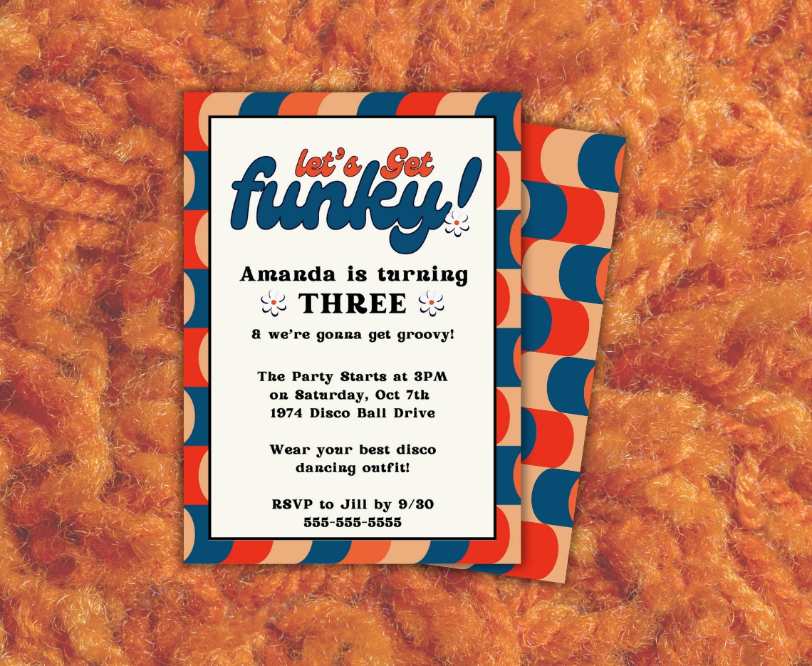 Groovy 70s Retro Theme Party Invite - Unique 1st Birthday Party Ideas ...