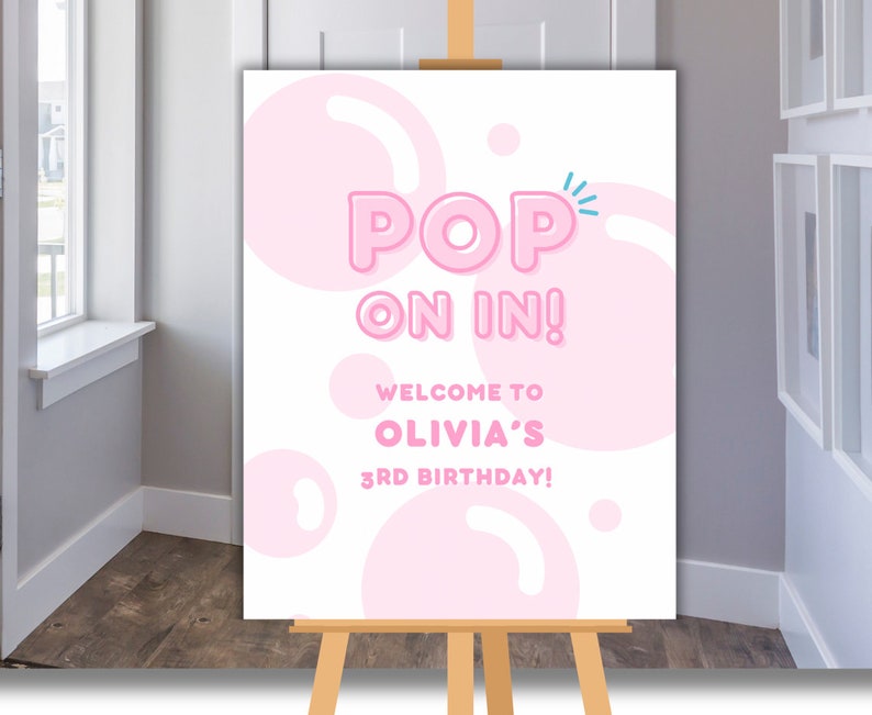 Pop on In! Bubble Theme Birthday Party Welcome Sign - Customizable ...