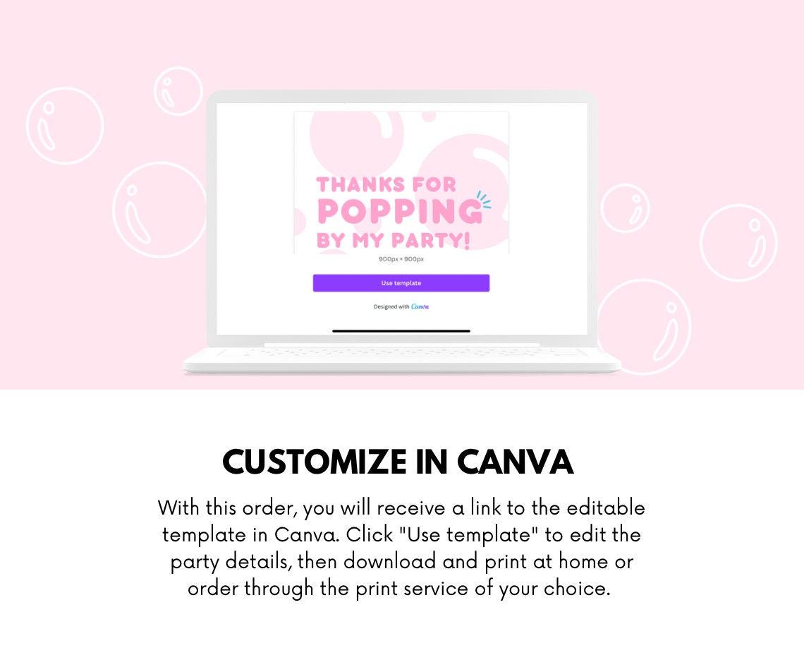 Thanks for Popping By! Bubble Theme Birthday Party Thank You Tags ...