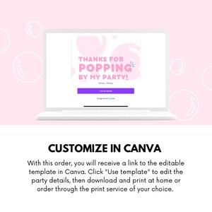 Thanks for Popping By! Bubble Theme Birthday Party Thank You Tags ...