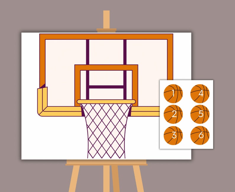 Basketball Birthday Party Game - Pin the Ball in the Hoop, Birthday ...