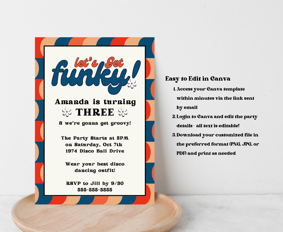 Groovy 70s Retro Theme Party Invite - Unique 1st Birthday Party Ideas ...
