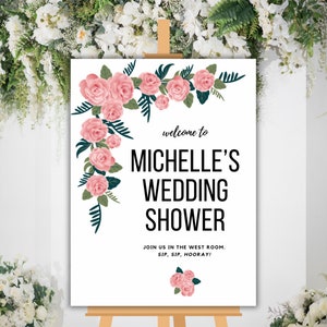 Rose Themed Party Welcome Sign - Bridal Shower, Bachelorette, Wedding ...