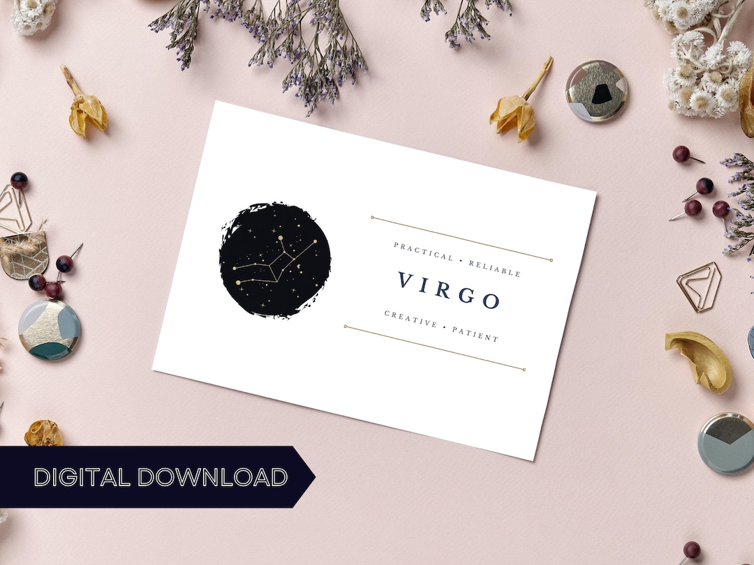 Virgo Birthday Card, Virgo Greeting Card, Virgo Zodiac Sign Postcard ...