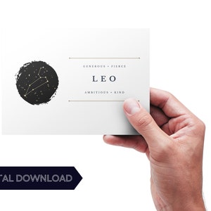 Leo Birthday Card, Leo Greeting Card, Leo Zodiac Sign Postcard, Leo ...