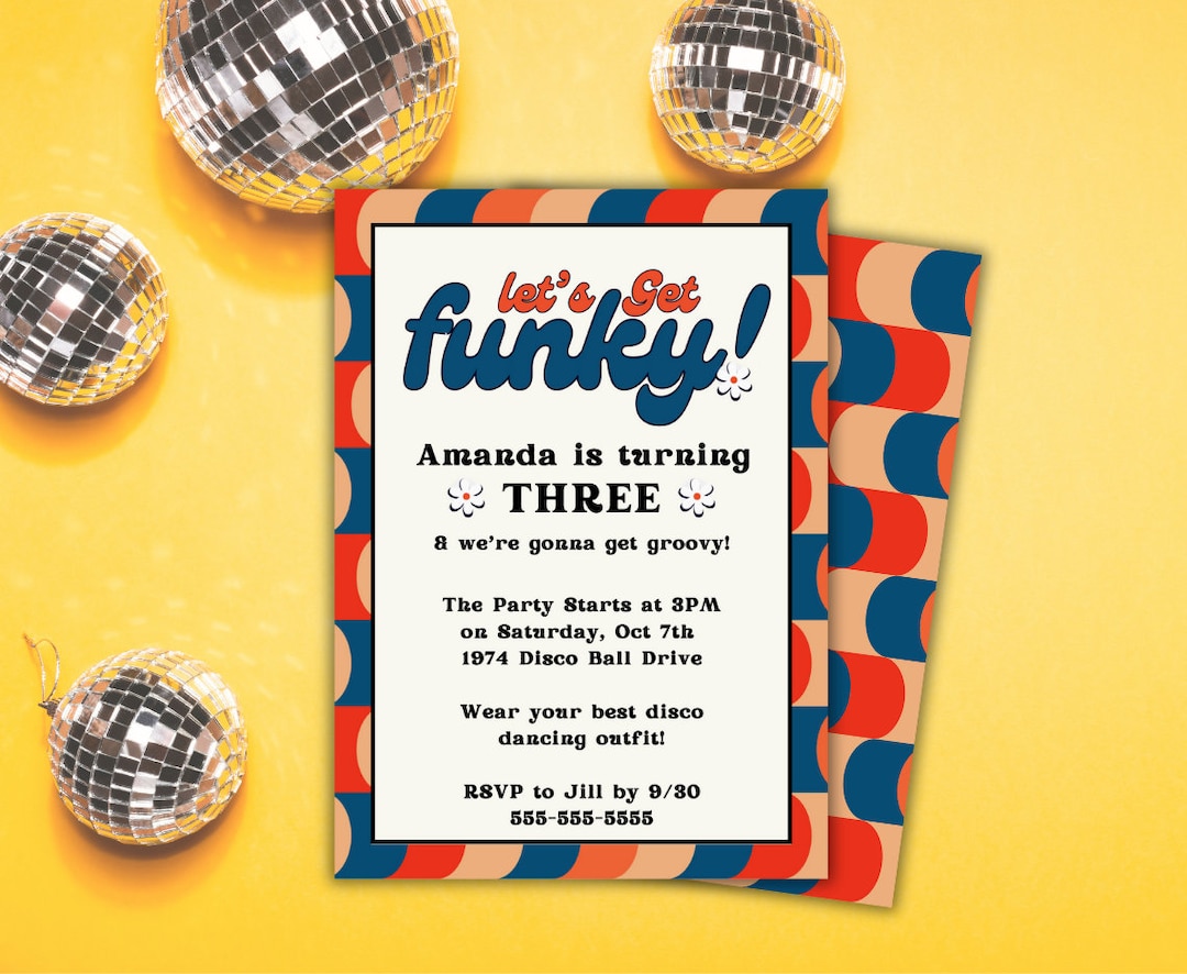 Groovy 70s Retro Theme Party Invite - Unique 1st Birthday Party Ideas ...