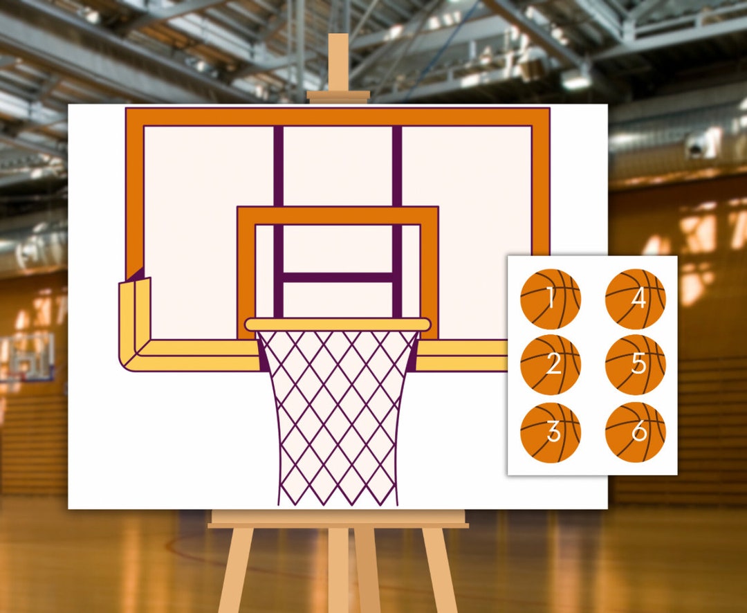 Basketball Birthday Party Game - Pin the Ball in the Hoop, Birthday ...