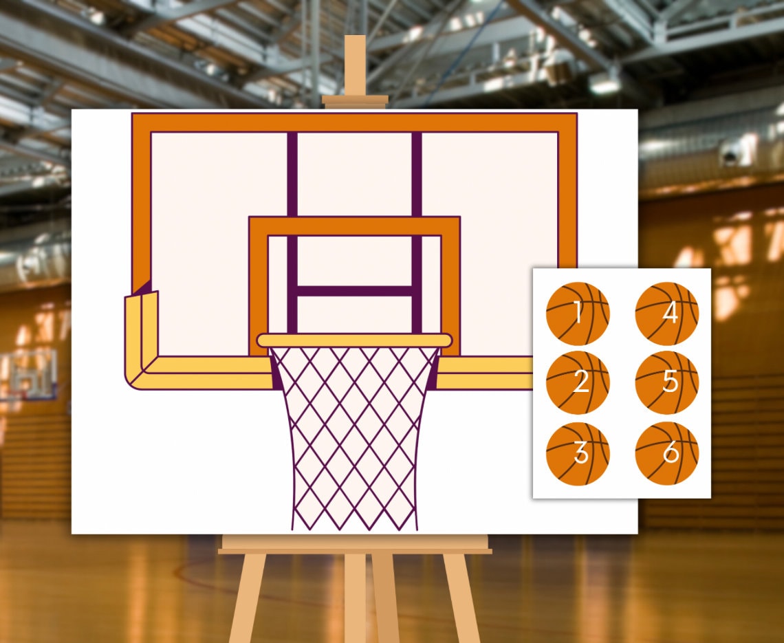 Basketball Birthday Party Game - Pin the Ball in the Hoop, Birthday ...