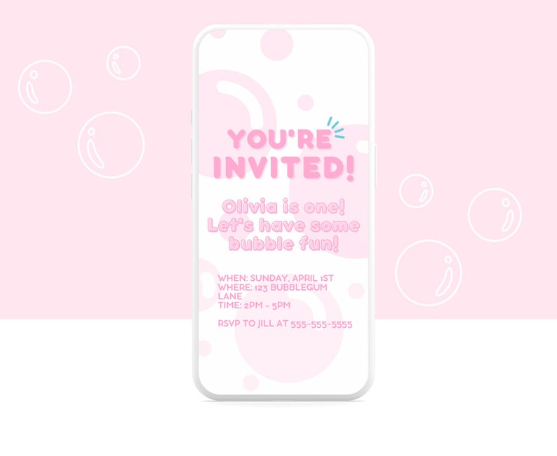 Bubble Gum Theme Birthday Party Invitation - Customizable First ...