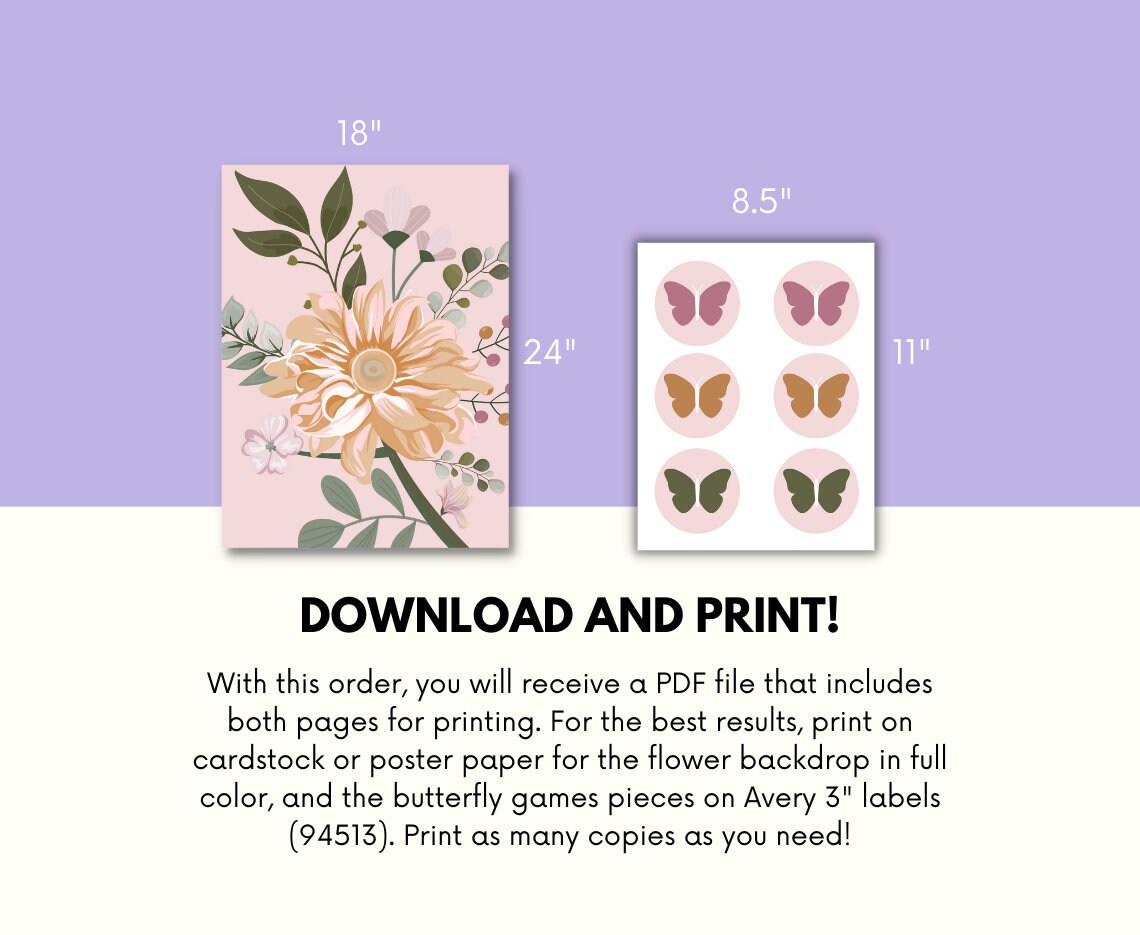 Butterfly Party Game - Pin the Butterfly on the Flower, Birthday Party ...