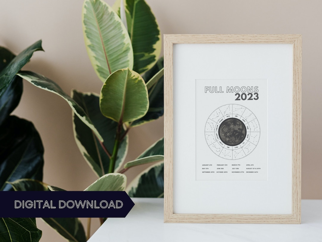 2023 Full Moons Calendar Print, Minimalist Moon Calendar, Moon Print ...