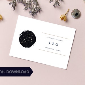 Leo Birthday Card, Leo Greeting Card, Leo Zodiac Sign Postcard, Leo ...