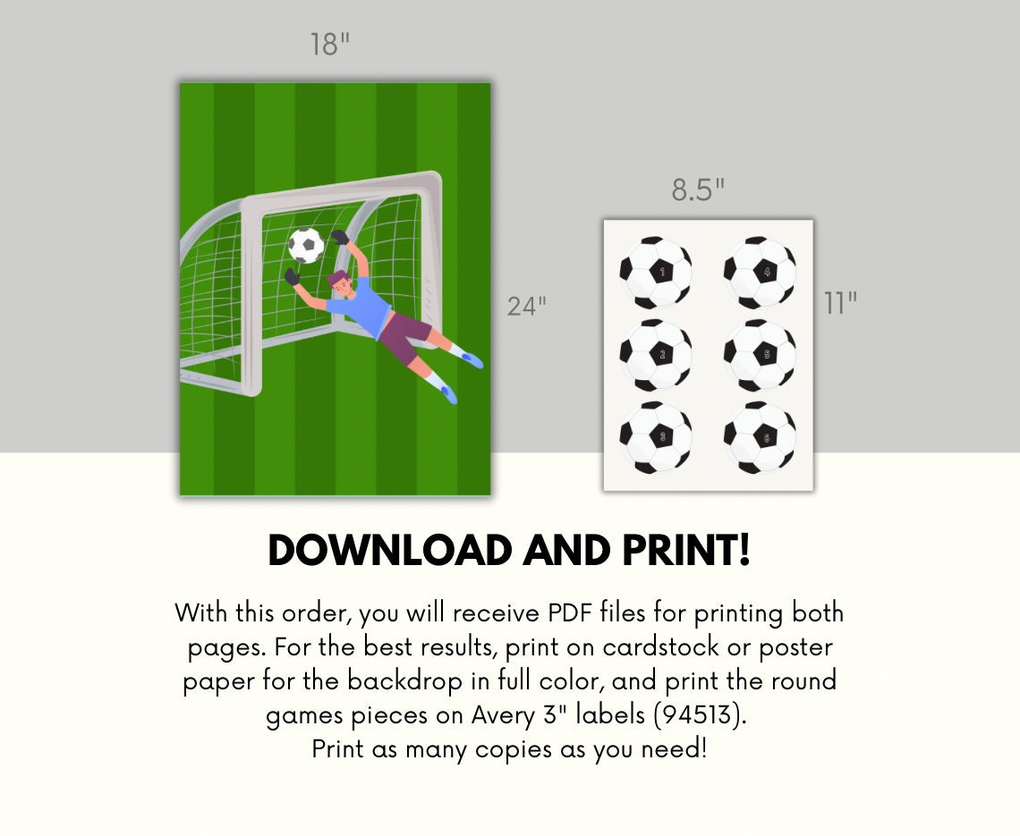 Soccer Birthday Party Game - Pin the Soccer Ball in the Goal, Birthday ...
