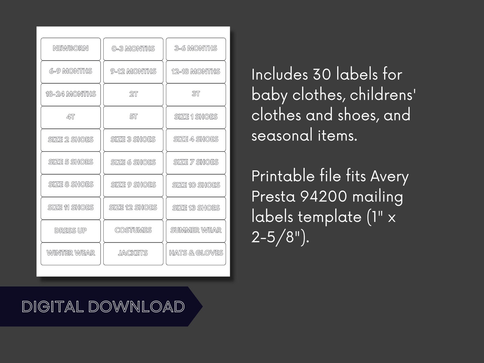 Baby Clothes Size Labels, Kids' Clothes Storage, Children's Clothing ...