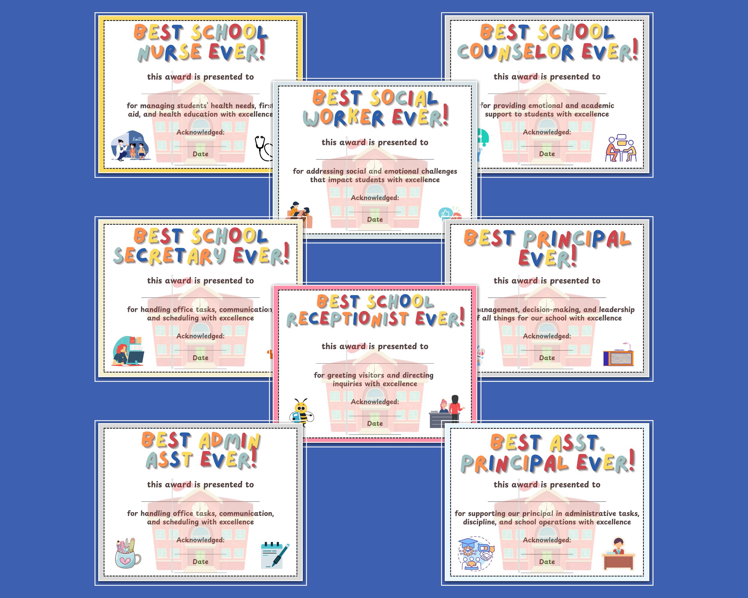 Printable Teacher Award Certificates and Editable Canva Templates for ...