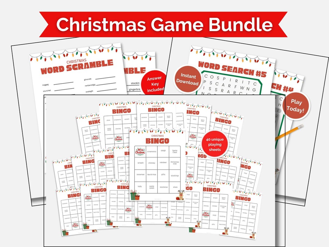 Christmas Game Bundle, Christmas Word Search Instant Download ...