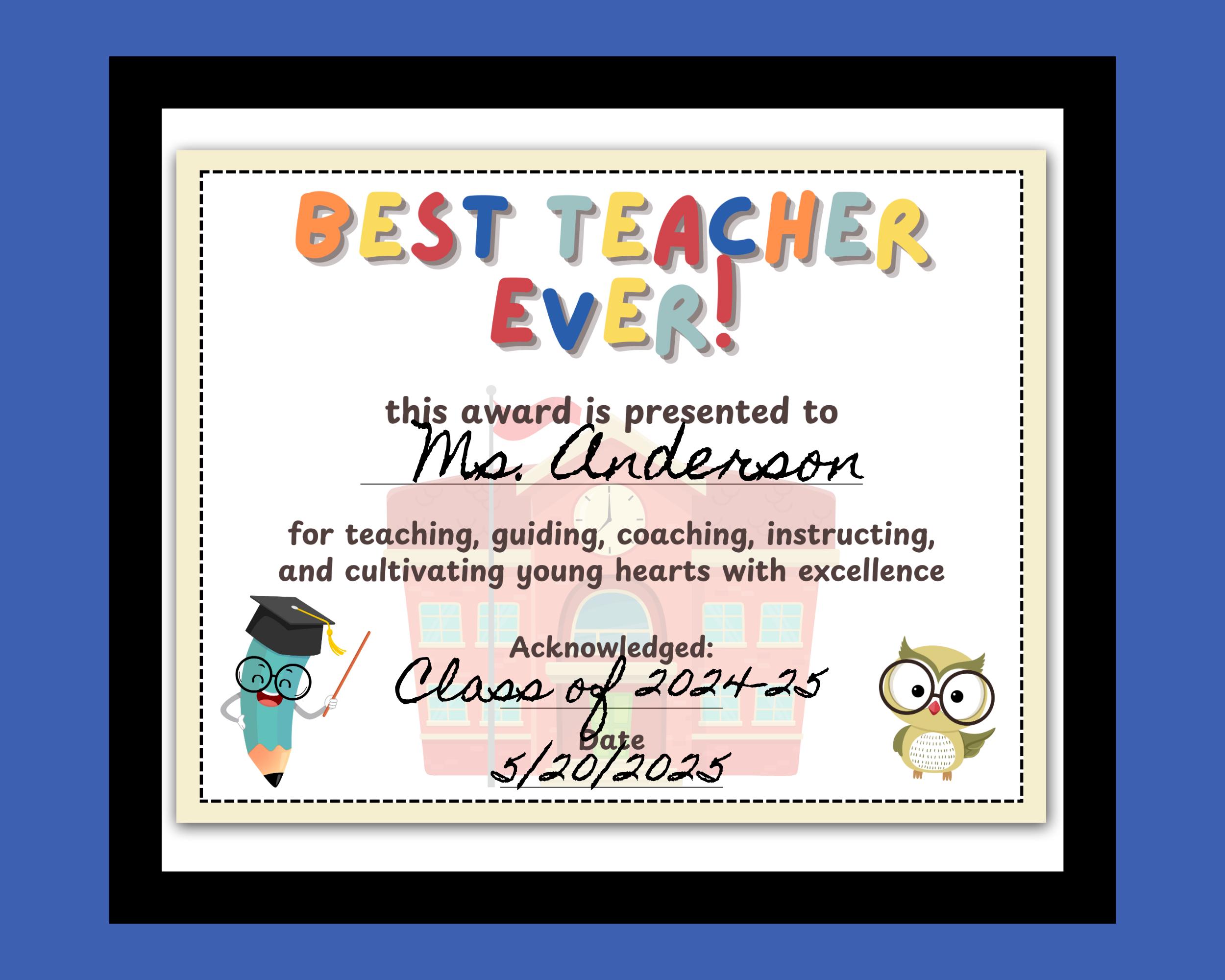 Printable Teacher Award Certificates and Editable Canva Templates for ...