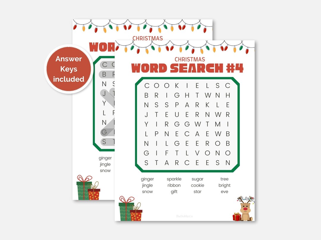 Christmas Word Search Instant Download, Printable Christmas Word Search ...