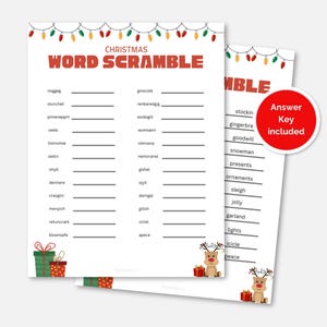 Christmas Word Scramble Instant Download, Printable Christmas Word ...