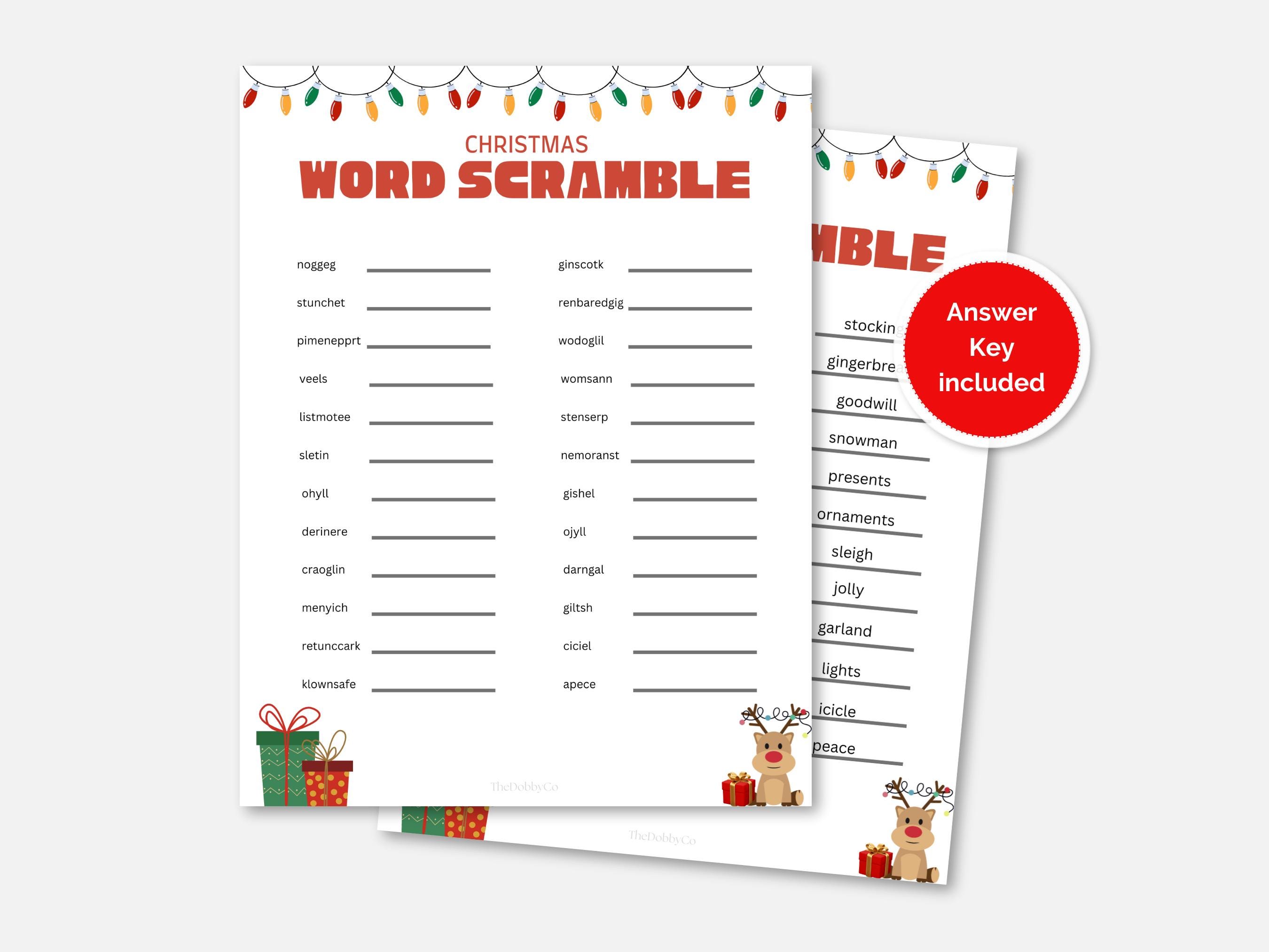 Christmas Word Scramble Instant Download, Printable Christmas Word ...