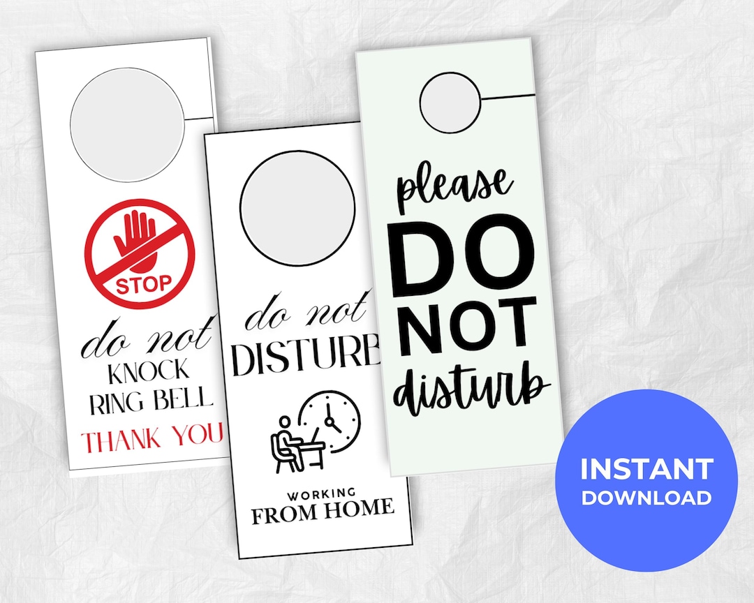 Printable Do Not Disturb Door Hanger Sign, Working From Home Do Not ...