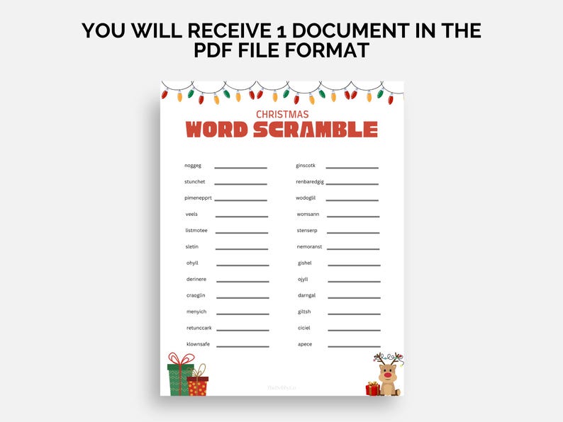 Christmas Word Scramble Instant Download, Printable Christmas Word ...