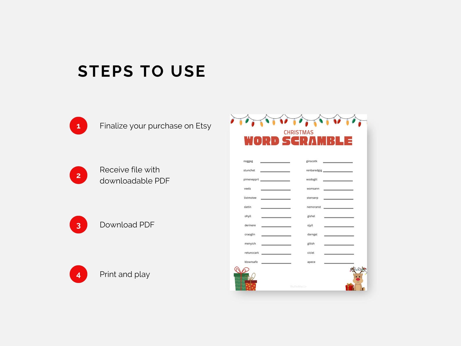 Christmas Word Scramble Instant Download, Printable Christmas Word ...