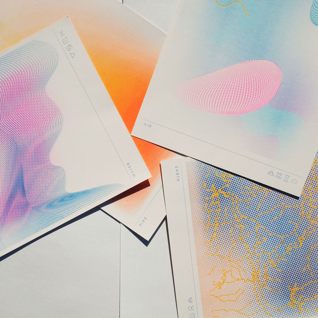 Water | Riso Print | Elements Series - Etsy