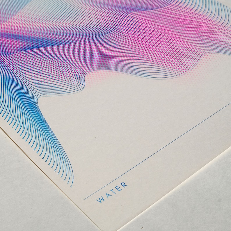 Water | Riso Print | Elements Series - Etsy