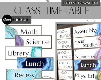 Geodes and Gemstones Schedule Cards Classroom Timetable Editable Visual ...