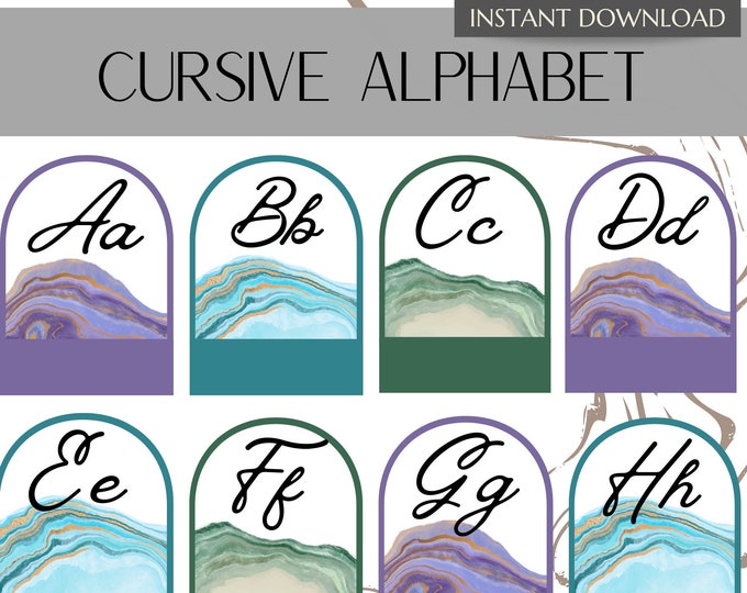 Victorian Cursive Alphabet Printable, Alphabet Word Wall Display, ABC ...