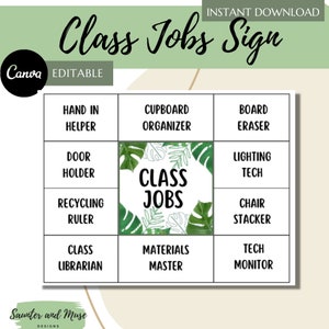 Tropical Class Jobs Sign - Classroom Jobs Poster - Editable - Classroom ...